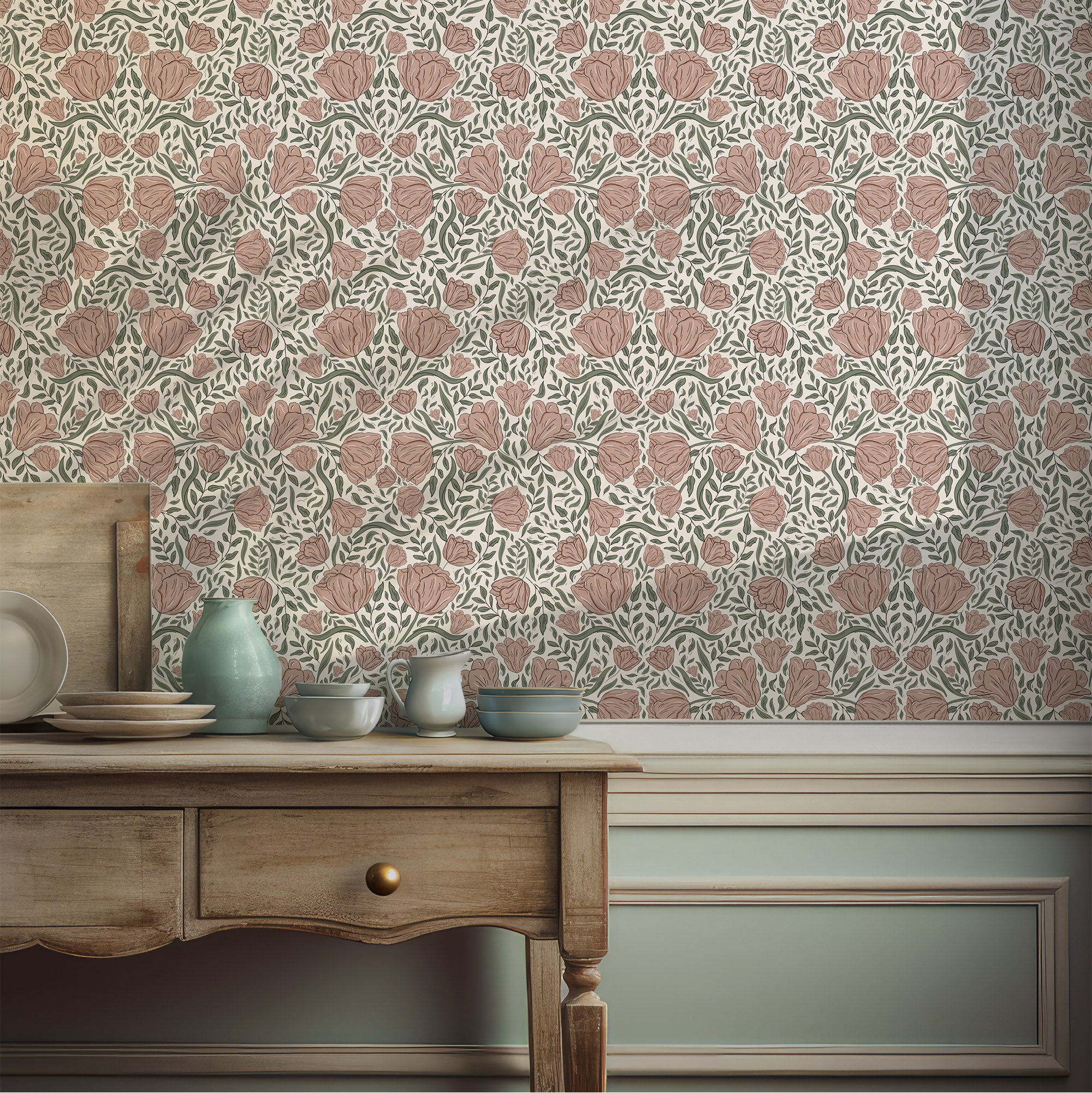 Martha | Tulip Trail Wallpaper by Claret & Key